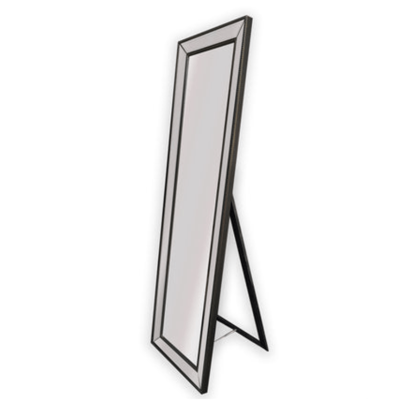 Zenith Black Beaded Framed Mirror - Free Standing 50cm x 170cm – Mirror ...